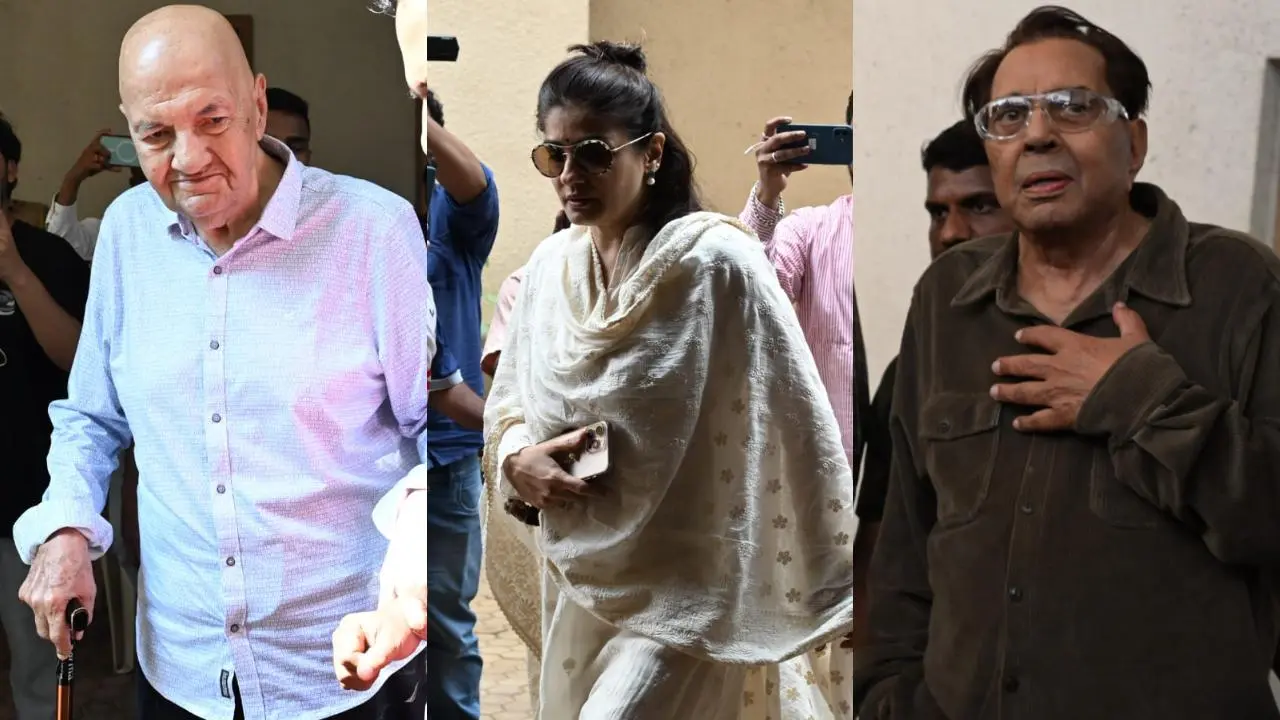 Prem Chopra Raveena Tandon Dharmendra others reach Manoj Kumars ...