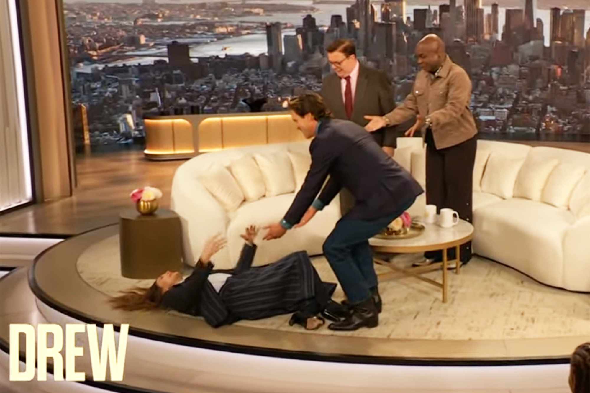 Drew Barrymore collapses after kissing Matt Bomer on talk show: 'I keep ...