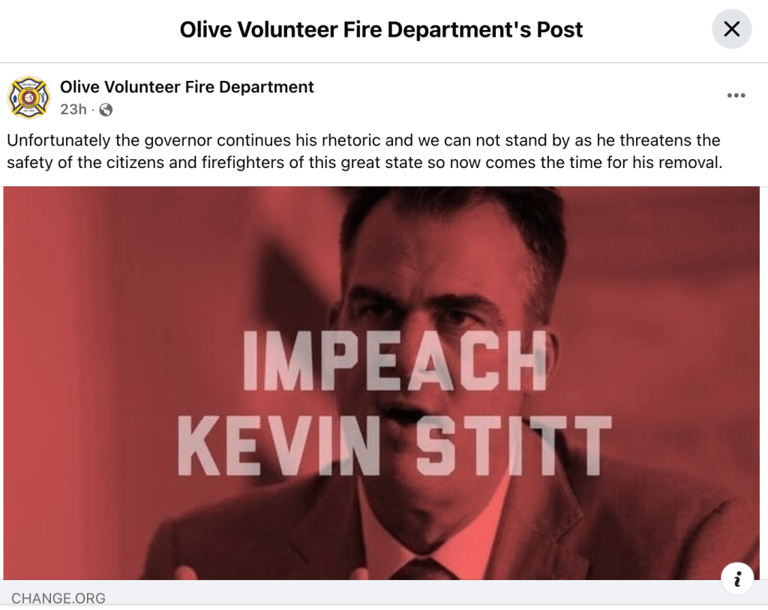 Oklahoma governor takes heat for blaming wildfires on forestry department