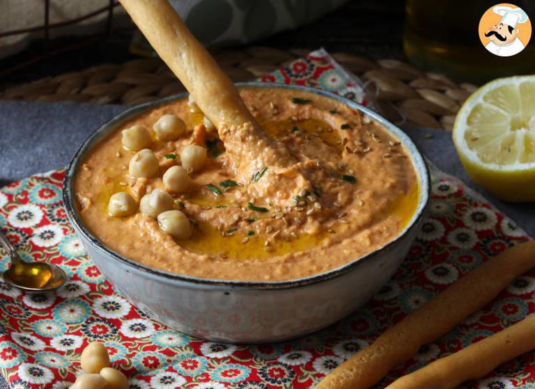 Houmous aux poivrons rouges, la tartinade parfaite pour l'apéro!