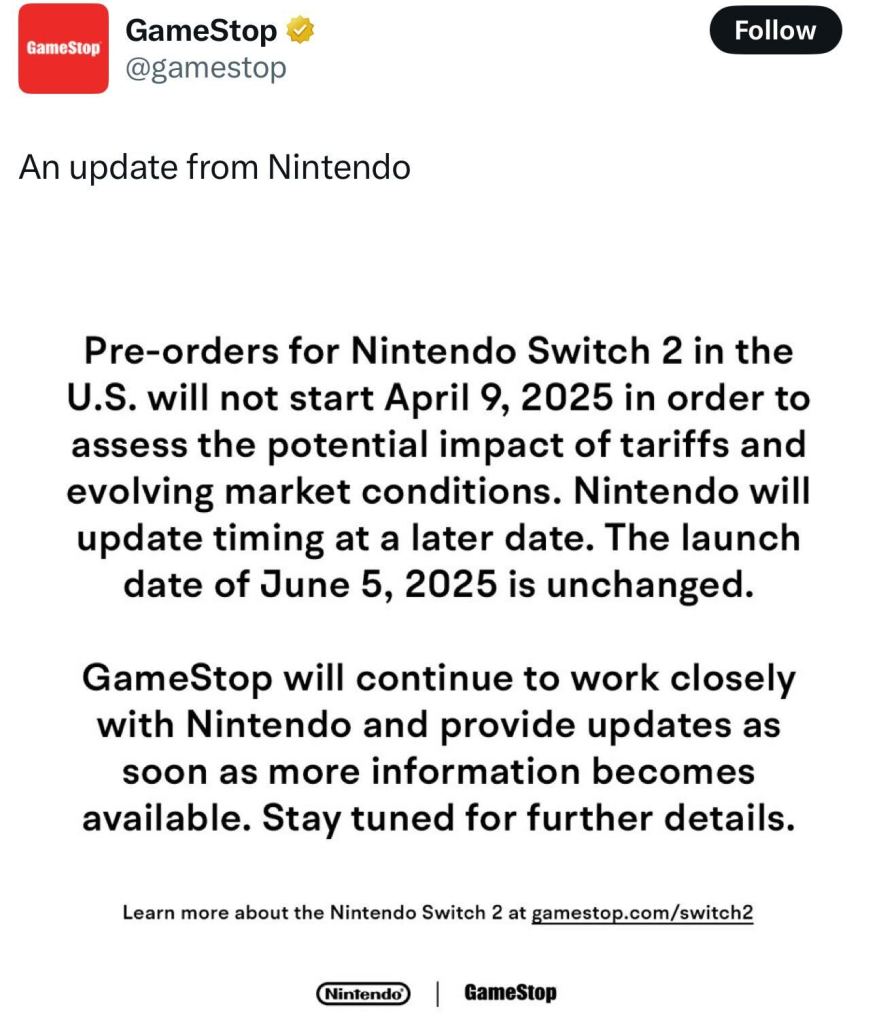 Nintendo Just Delayed U.S. Switch 2 Pre-Orders and Trump’s Tariffs Are ...