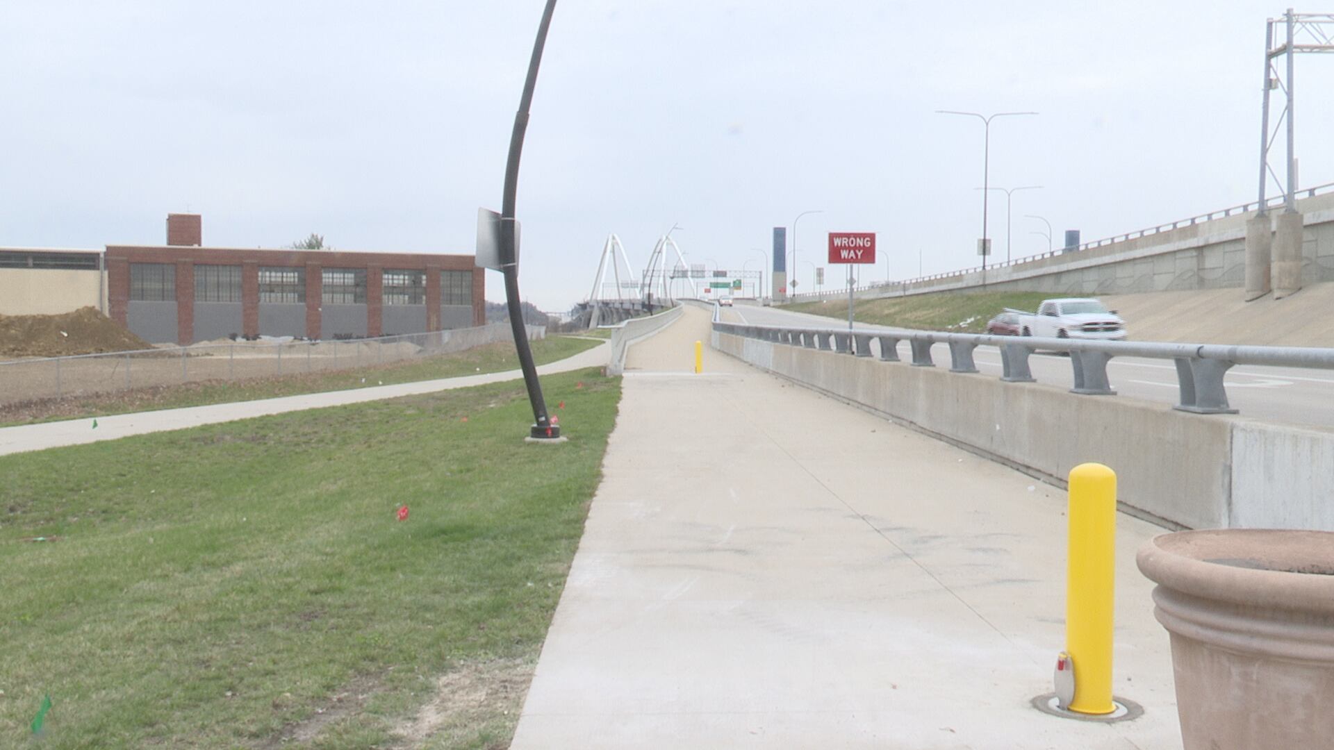 Bollards installed on I-74 bridge pedestrian walkway