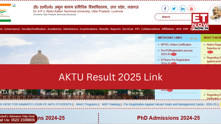 AKTU Result 2025 available at one view portal for odd, even semesters ...
