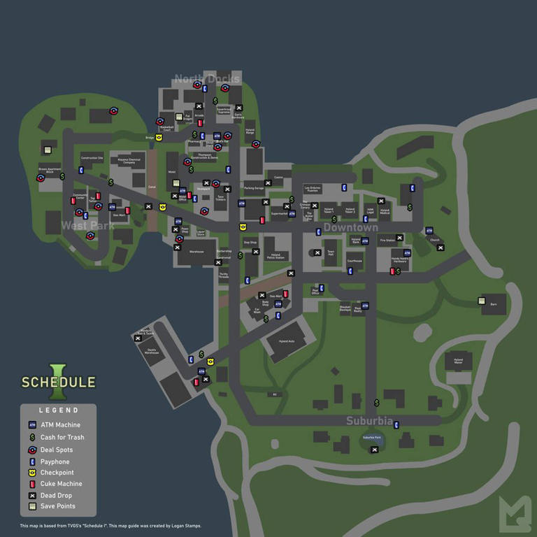 All map locations in Schedule 1