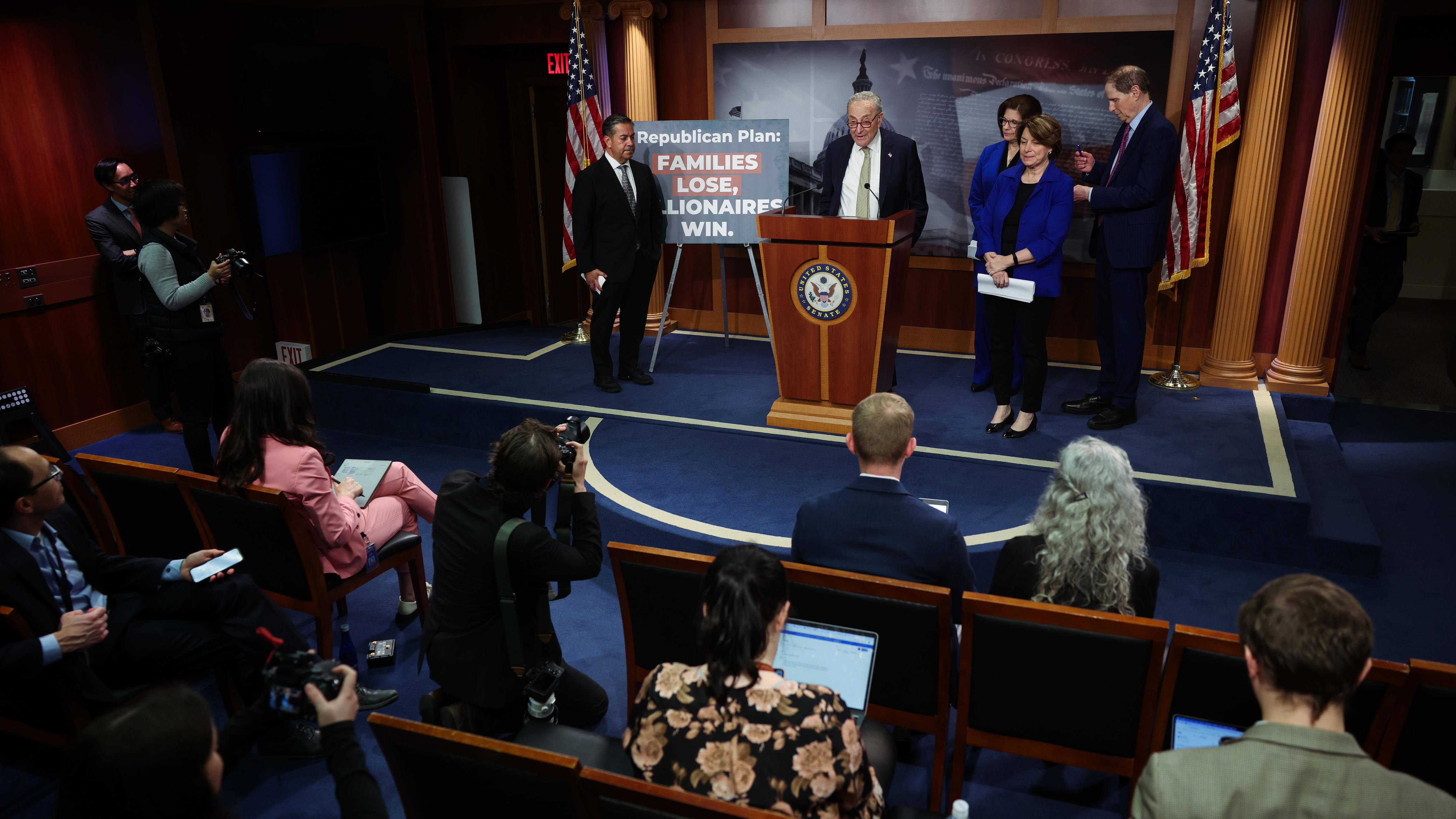 'It's a disgrace.' Senate Democrats rip President Trump's tariffs