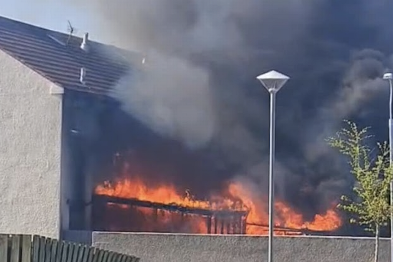 Scots building bursts into flames as fire crews race to tackle blaze