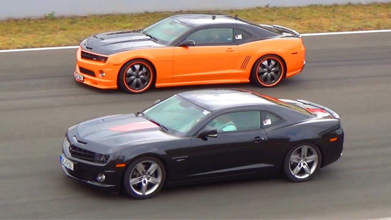 Chevrolet Camaro vs Camaro SS: 1/4 Mile Drag Race | V8 Geluid en ...
