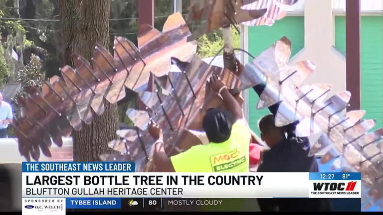 World’s largest bottle tree installed at Bluffton Gullah Heritage Center
