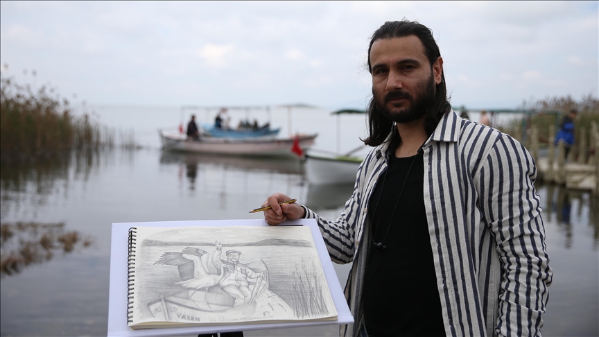 Motosikletiyle Anadolu'yu gezen ressam, Adem amca ile Yaren leyleği ...