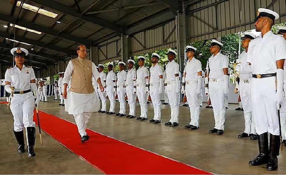 Rajnath Singh arrives at Karwar naval base in Karnataka