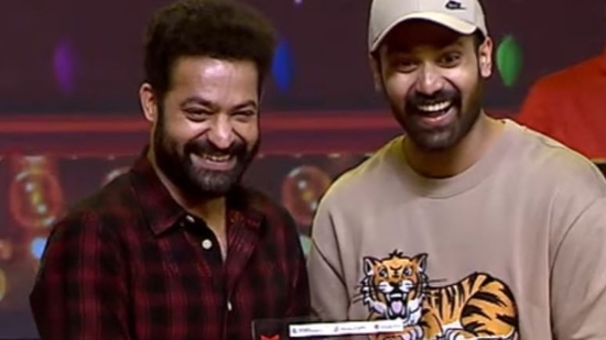 Jr NTR roguishly pinches brother-in-law Narne Nithiin at success event ...