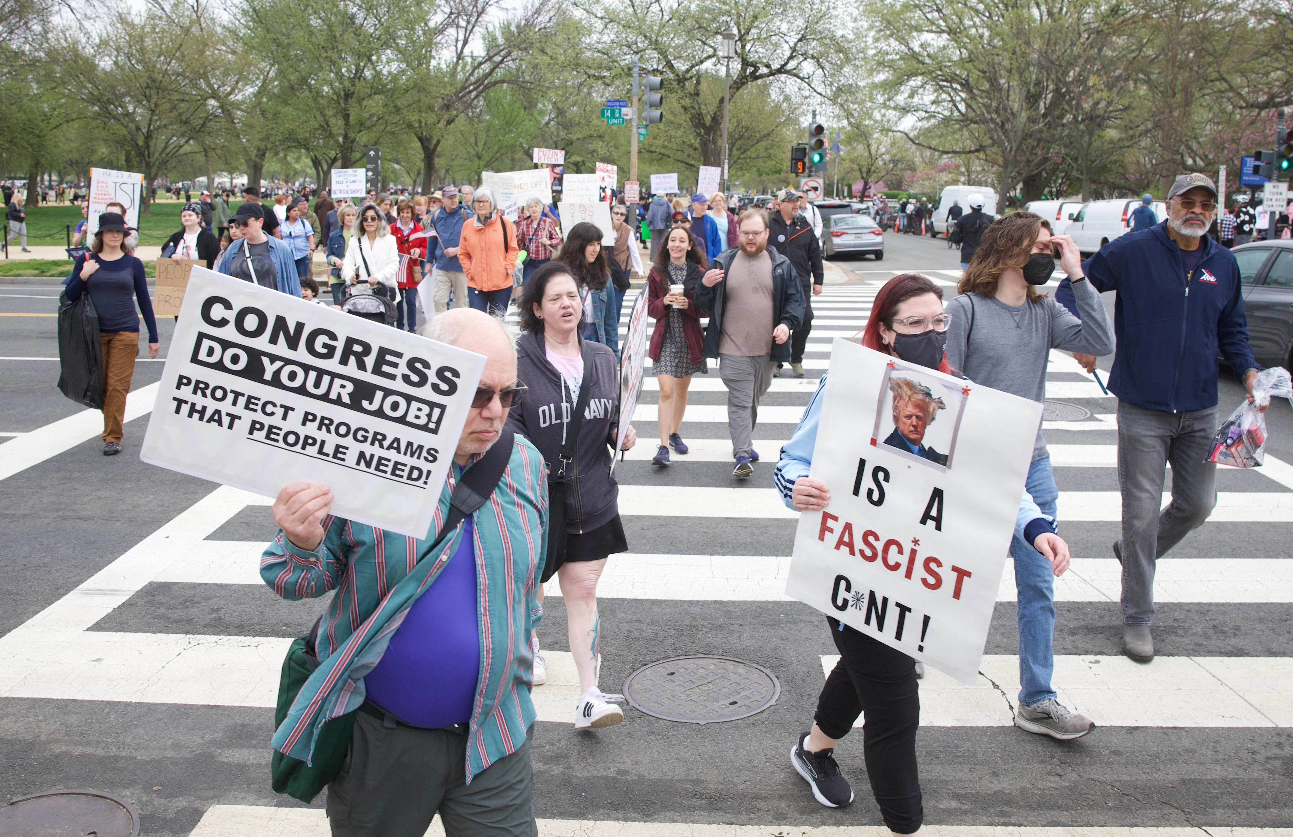 US citizens rally at nationwide "Hands Off" protest against Trump ...
