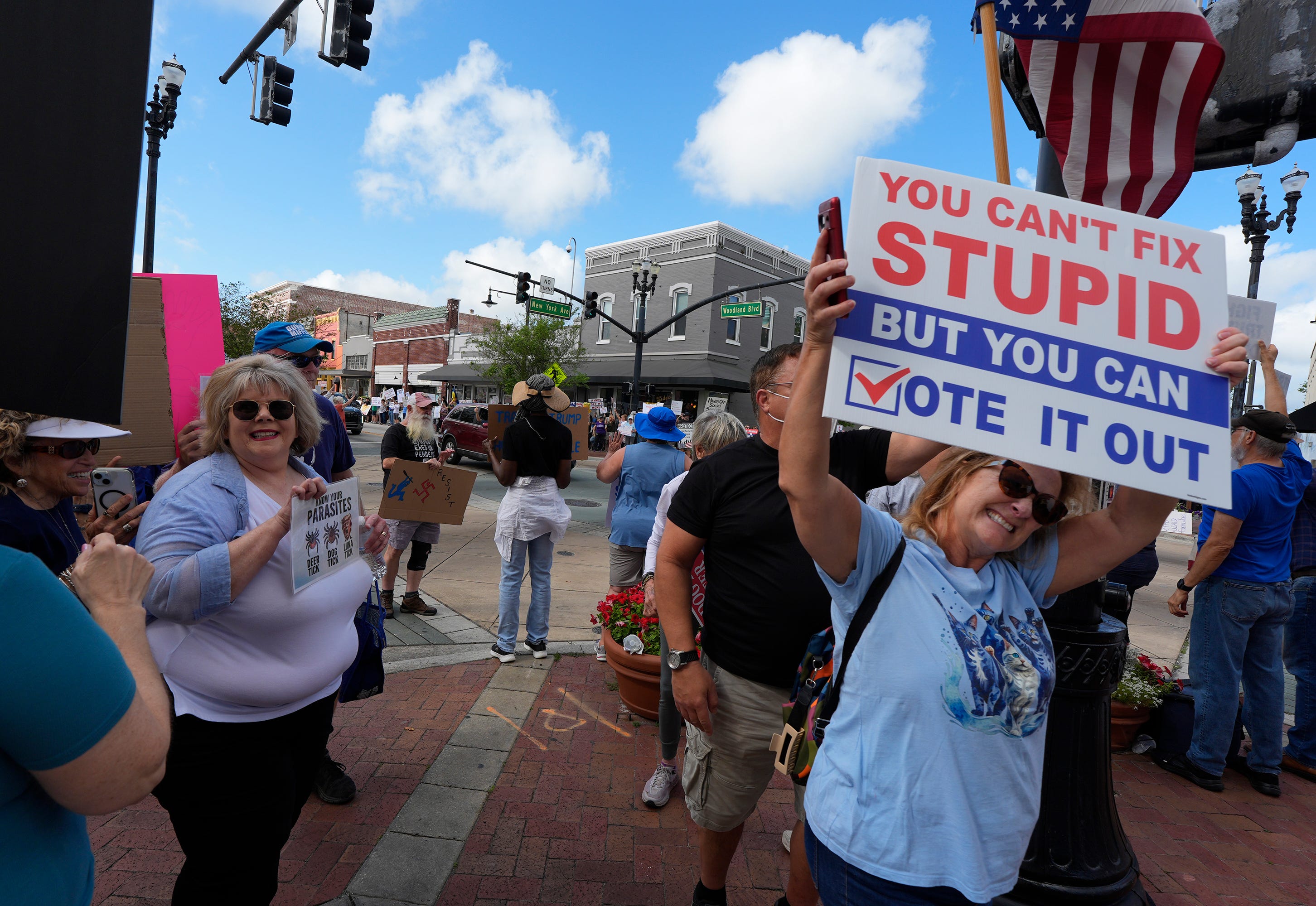 Hands Off! protests target Trump, Musk in DeLand, Daytona Beach, Palm ...