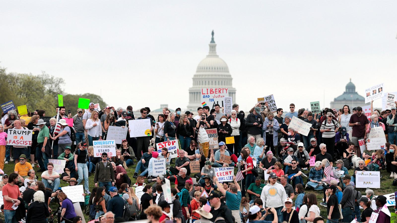 Huge crowds gather in 'Hands Off' rallies nationwide in protest of ...
