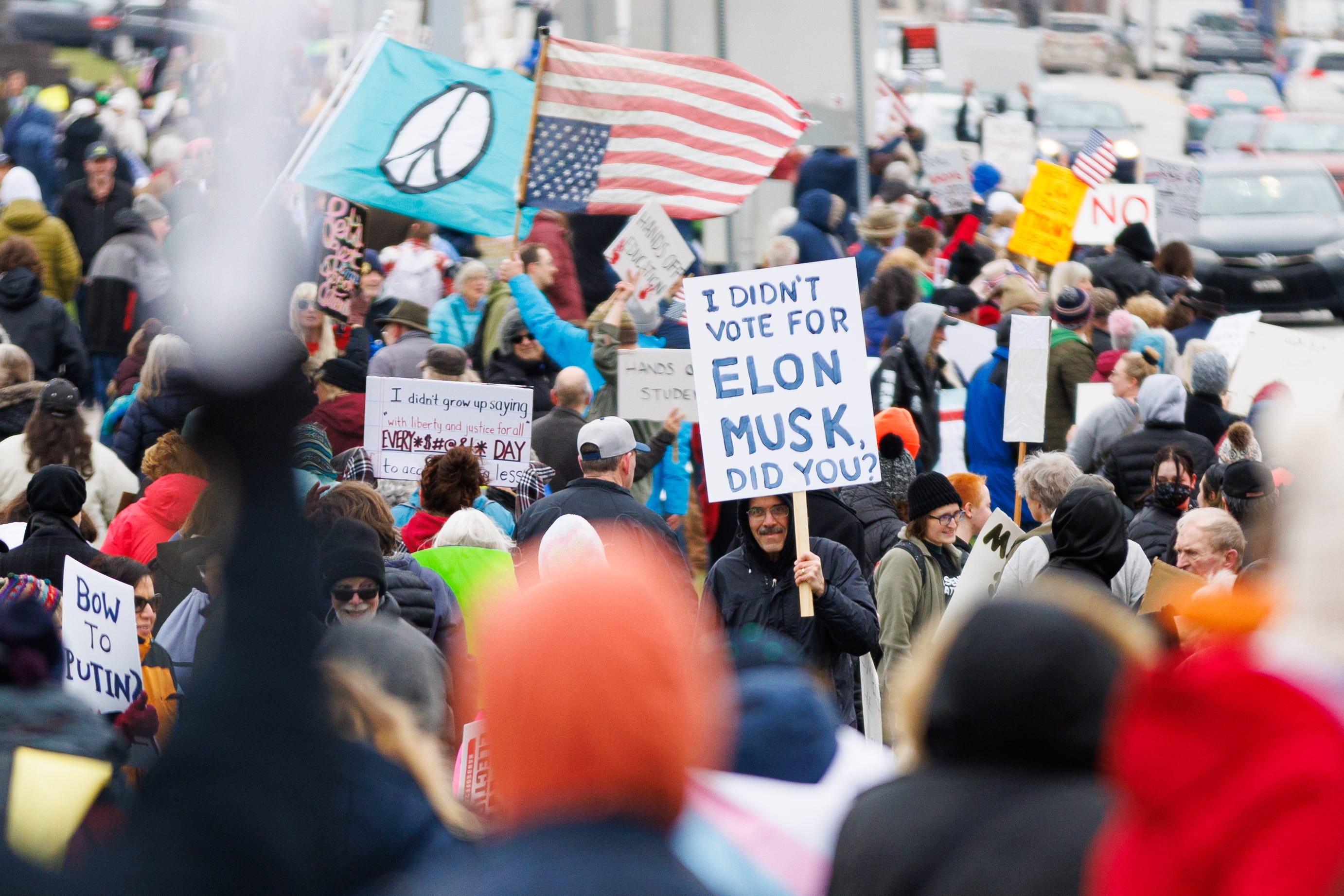 Anti-Trump protesters gathered at hundreds of locations nationwide