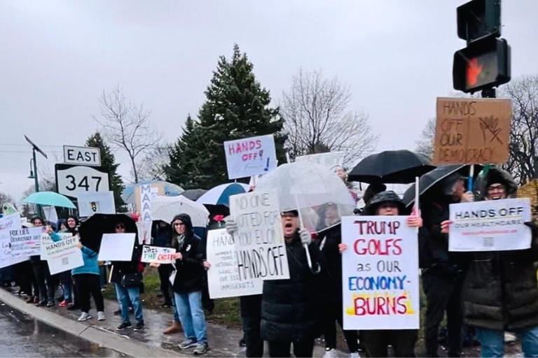 Hundreds protest Trump at ‘Hands Off!’ rallies in Patchogue and Port ...