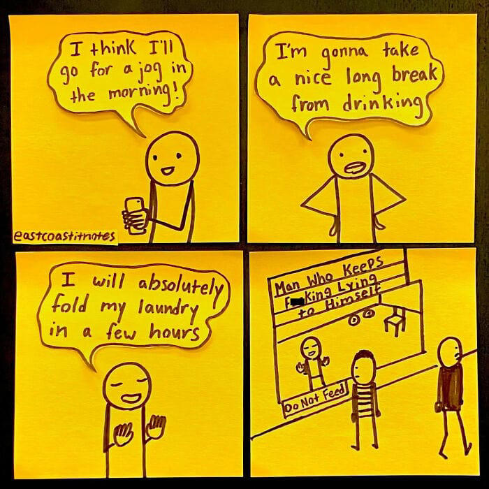 50 Funny And Relatable Post-it Note Comics By Clint Loonier That Nail ...