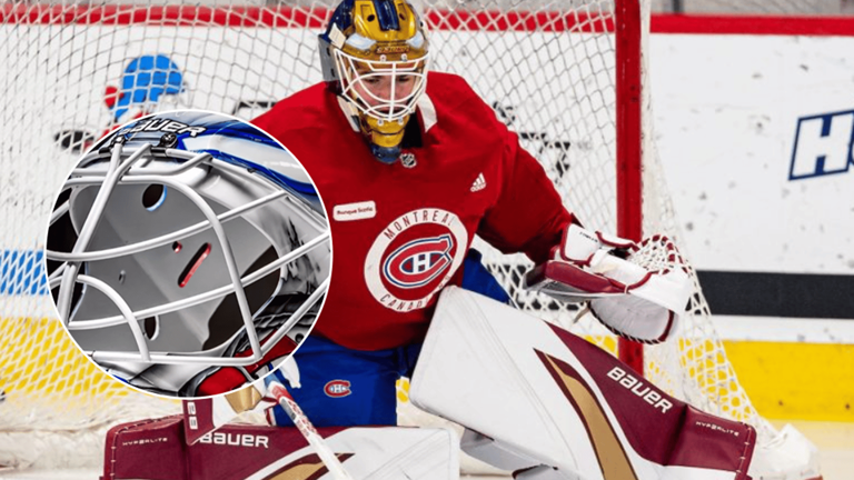 Jacob Fowler dévoile son nouveau masque aux couleurs du Canadien et du ...