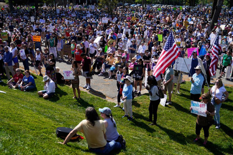 ‘Hands Off’ rallies seen across North Carolina as protesters decry ...