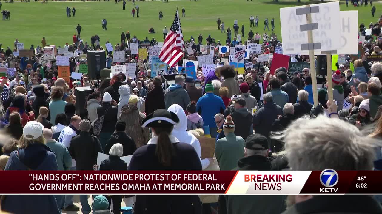 'Hands off': Nationwide protest of federal government reaches Omaha's ...