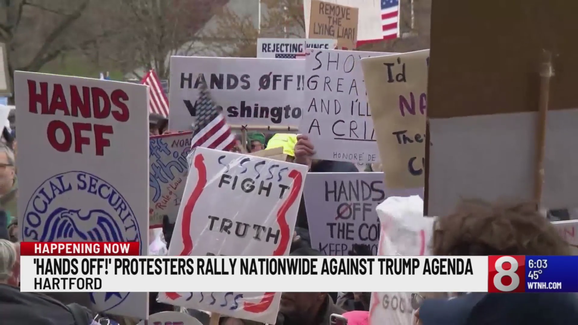 Hundreds protest Trump administration across Connecticut