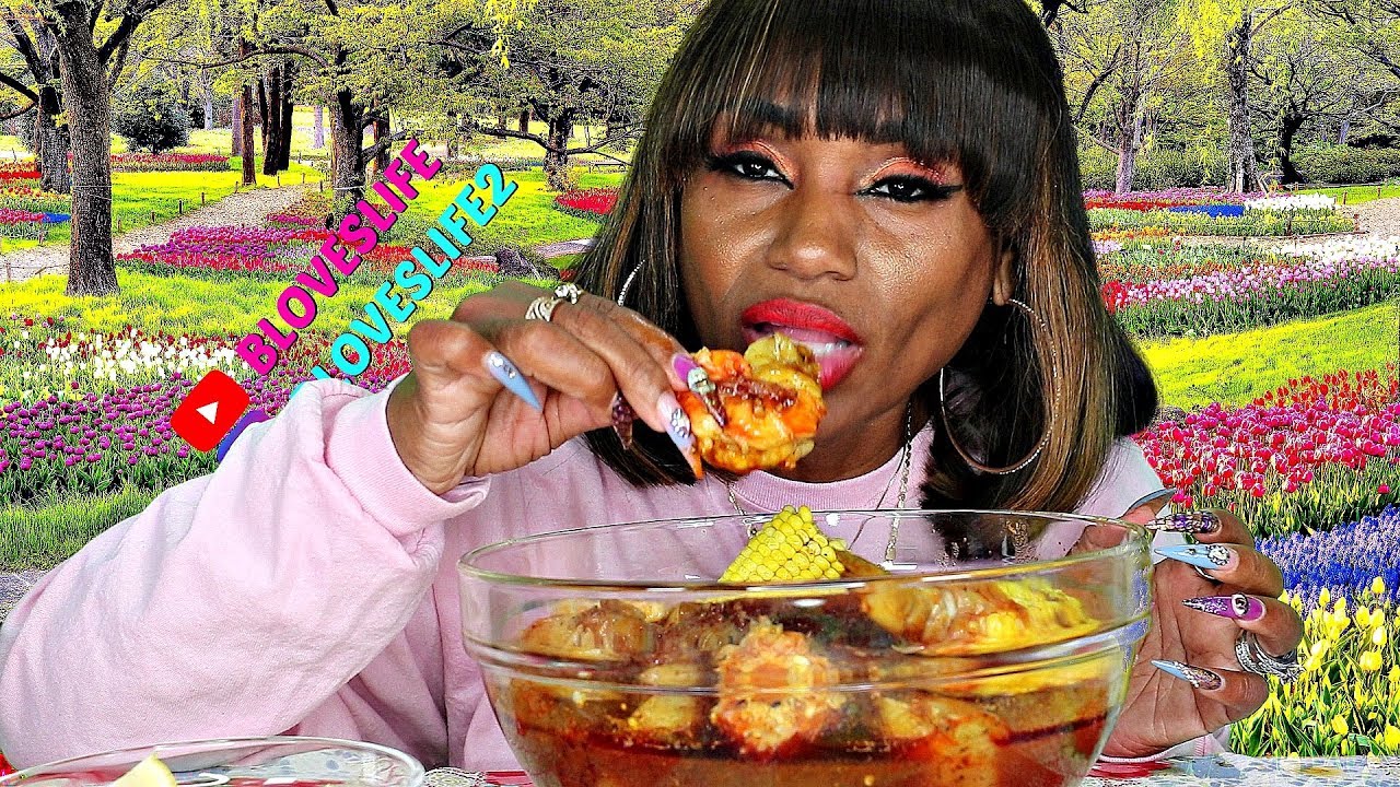 Seafood, potatoes, and corn mukbang goes all out