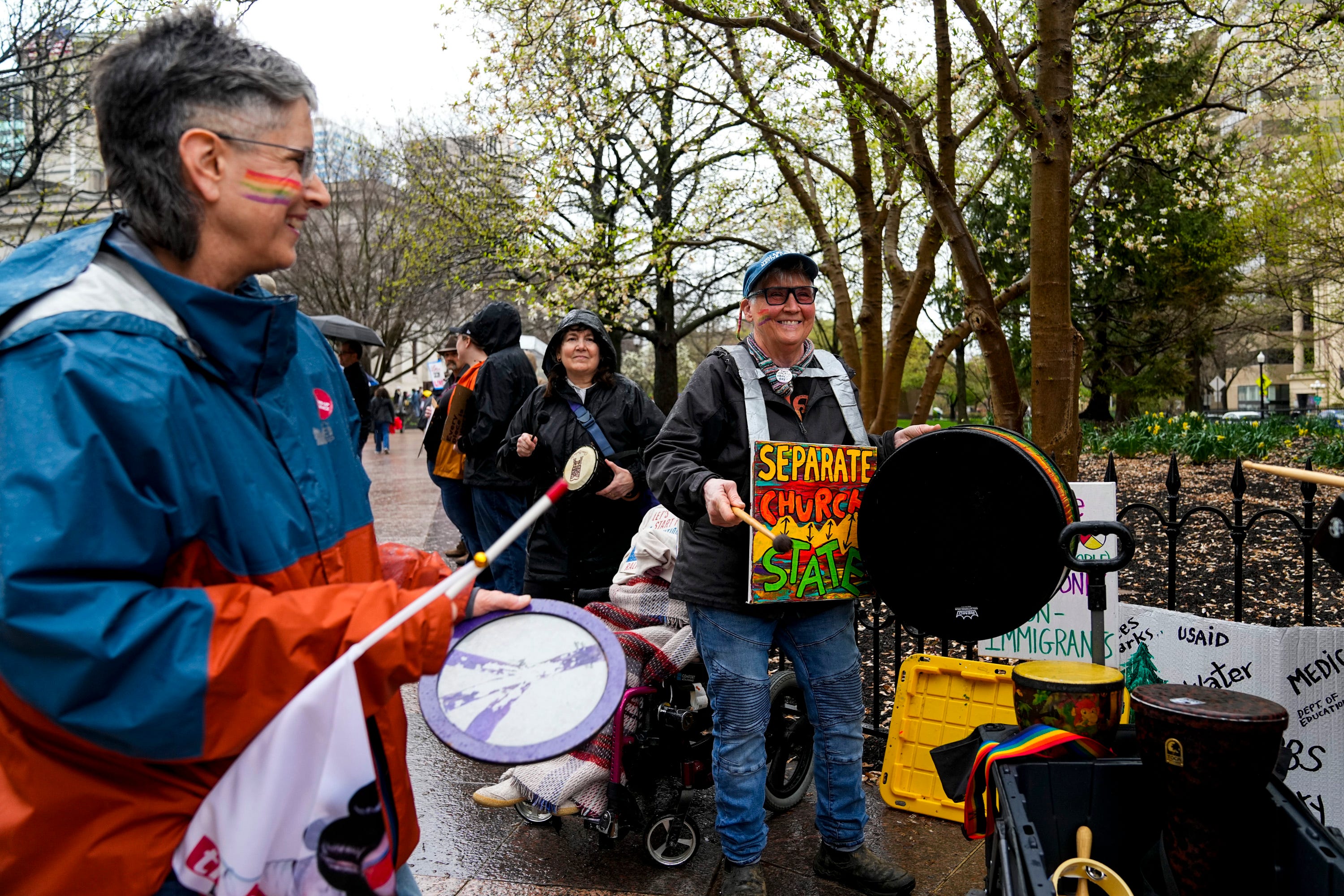 Hands Off protest against Donald Trump, Elon Musk brings thousands to ...