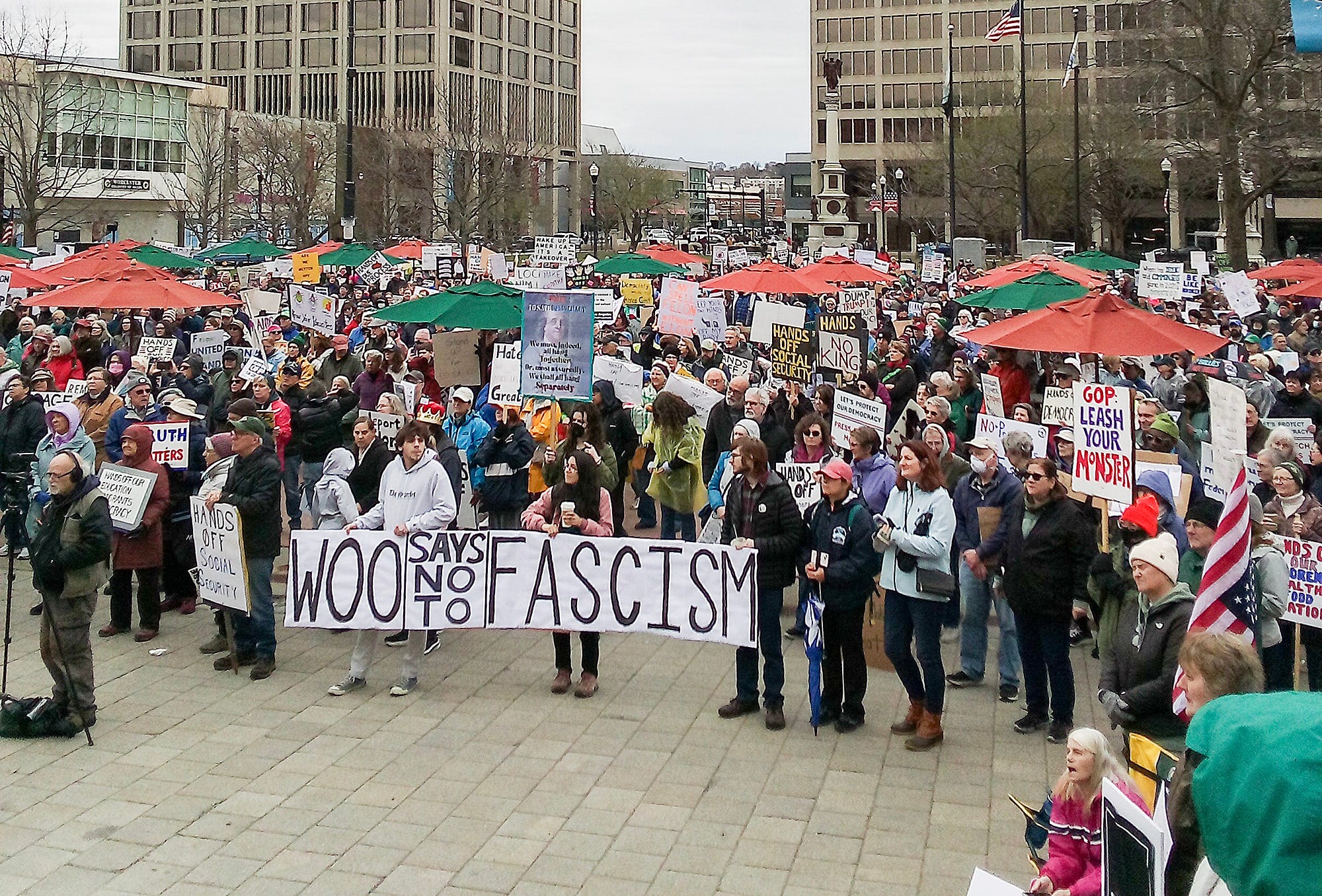 'Hands Off!' rally packs Worcester Common Oval to protest Trump, Musk