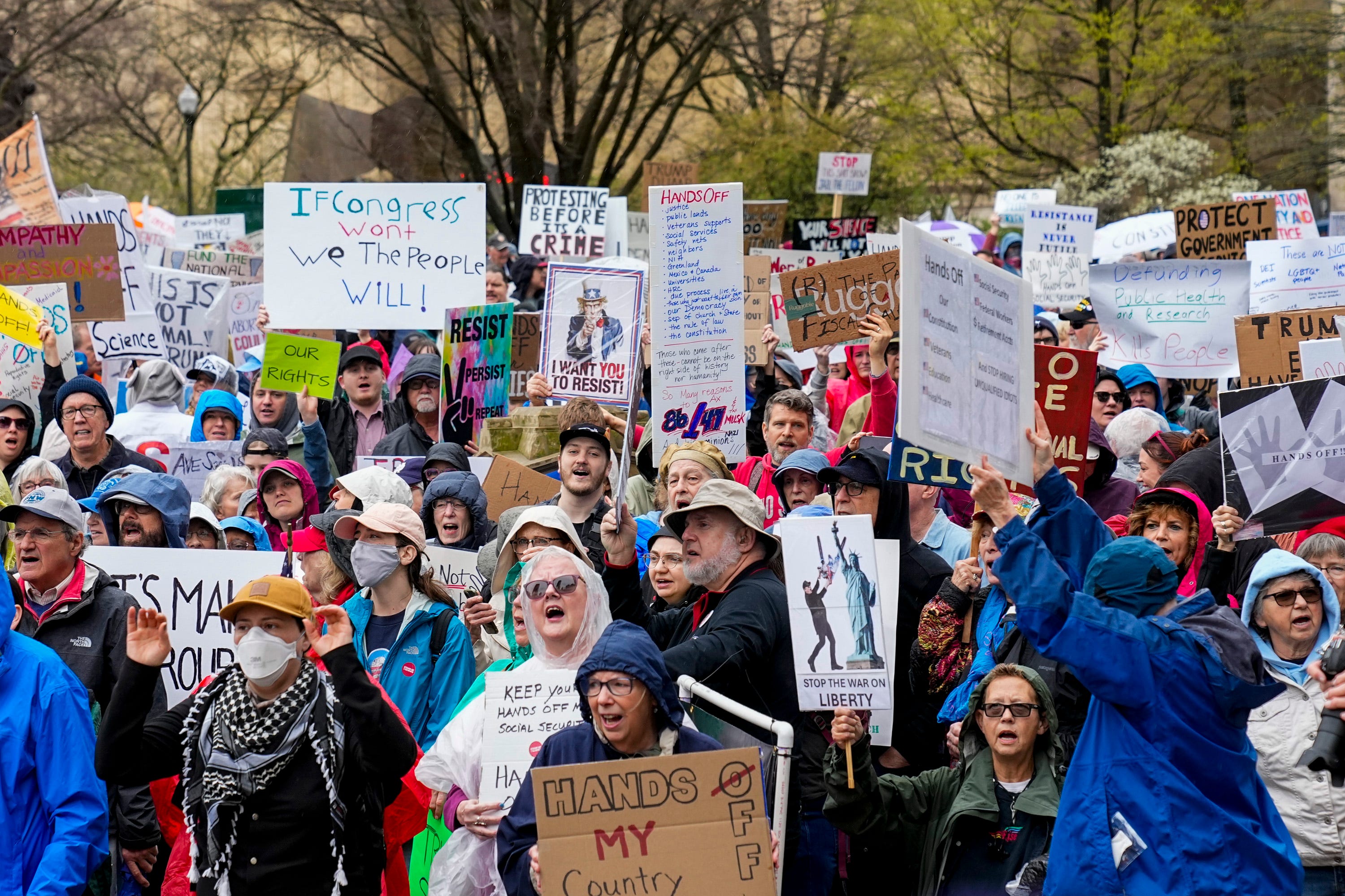 Anti-Trump protesters gathered at hundreds of locations nationwide