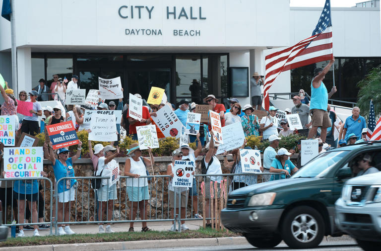 Hands Off! protests target Trump, Musk in DeLand, Daytona Beach, Palm ...