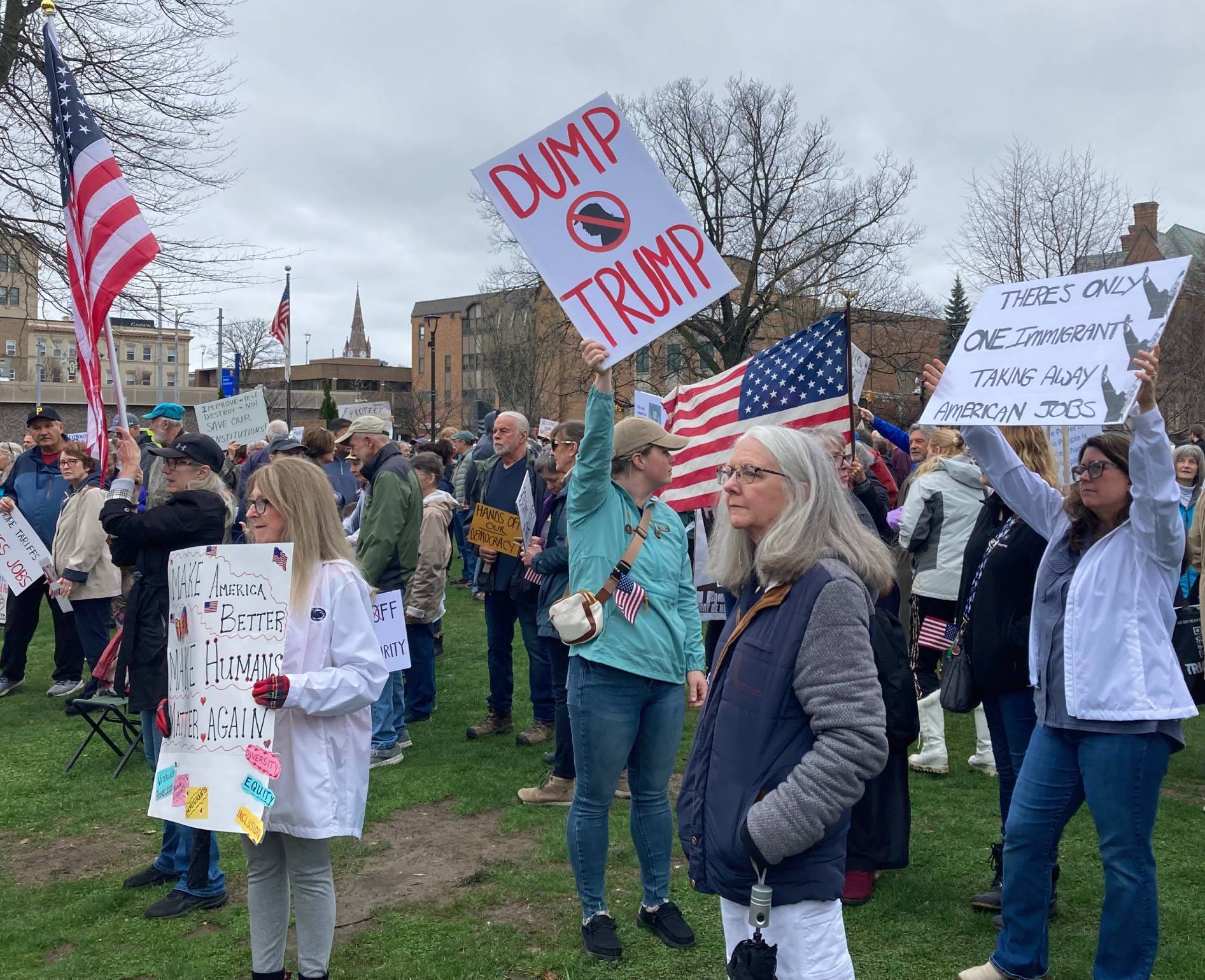 Protesters rally against Trump, Musk in Hands Off! rally in Erie