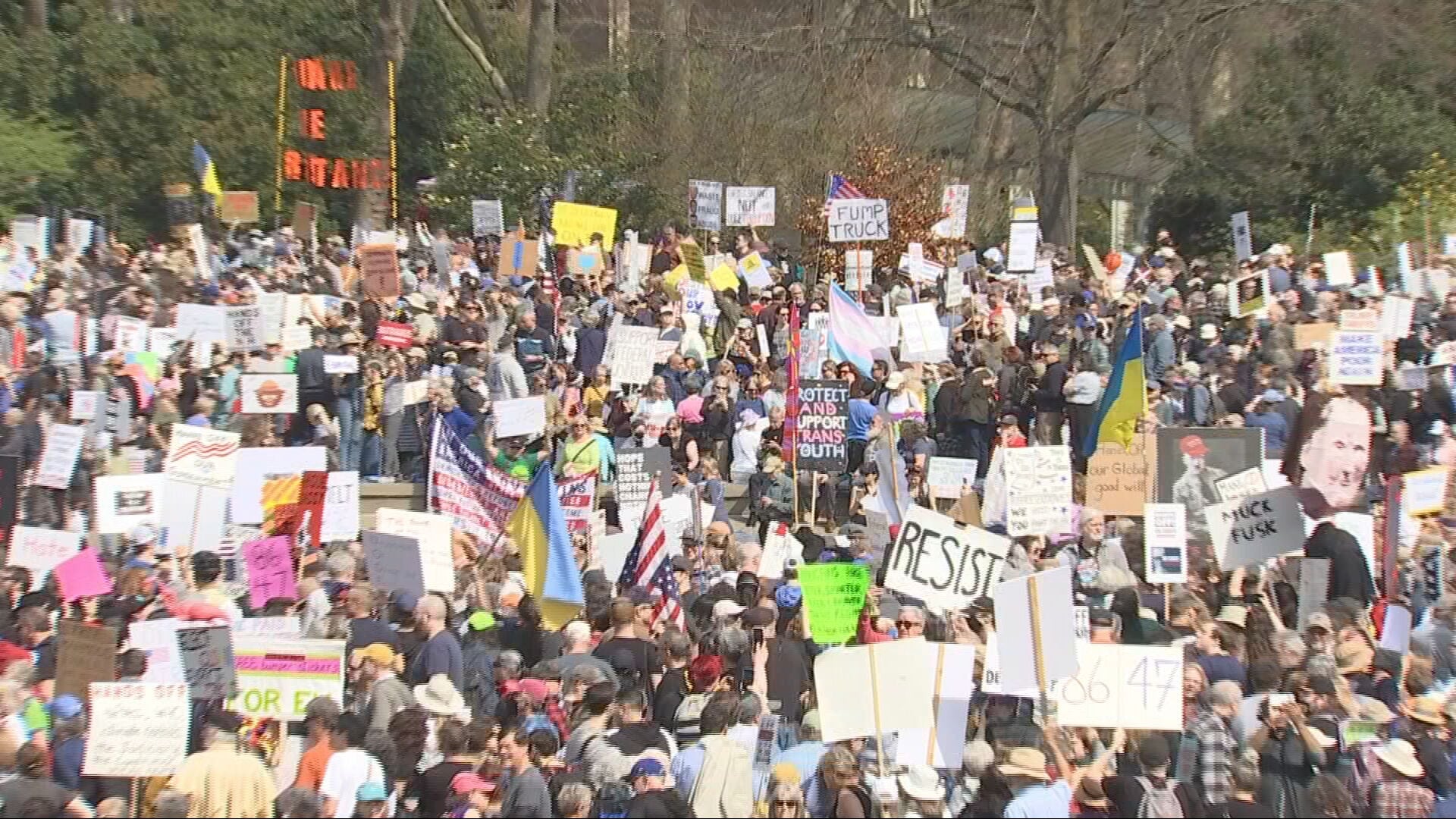 Thousands protest Trump Admistration at Seattle Center, across Washington