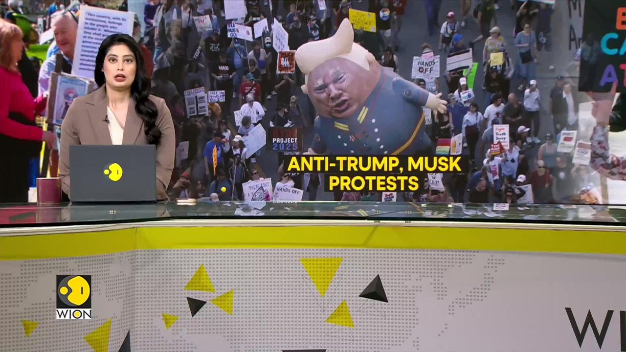 Anti-Trump & Musk protests erupt across US; protesters chant 'No kings ...