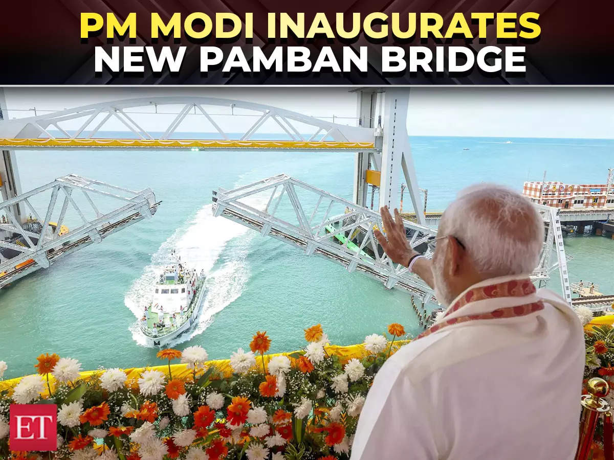 PM Modi inaugurates first vertical lift sea bridge New Pamban, new ...
