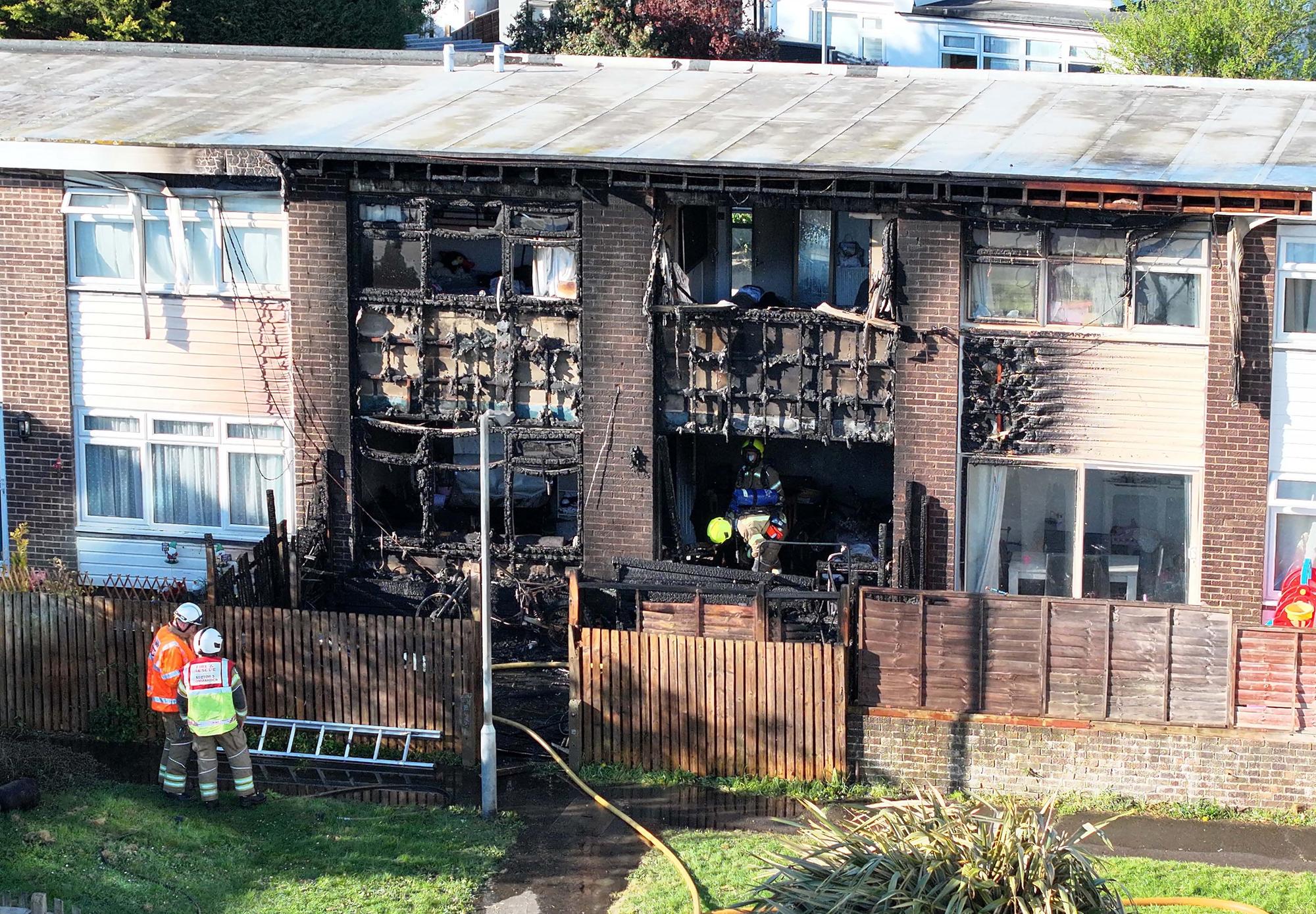 Large house fire breaks out in Shoreham; firefighters at scene