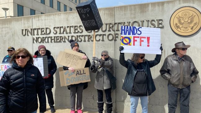 Thousands rally in Eastern Iowa as part of nationwide "Hands Off!" protests