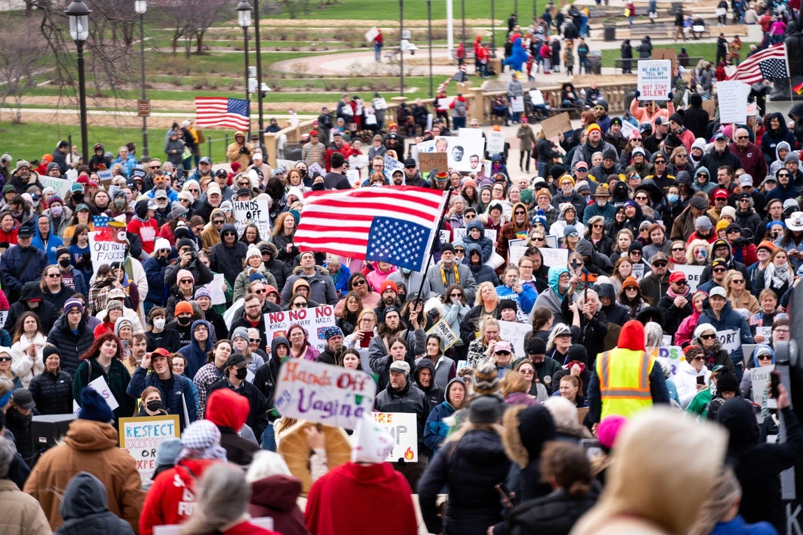 Charged photos show nationwide protests from Donald Trump's first 100 days