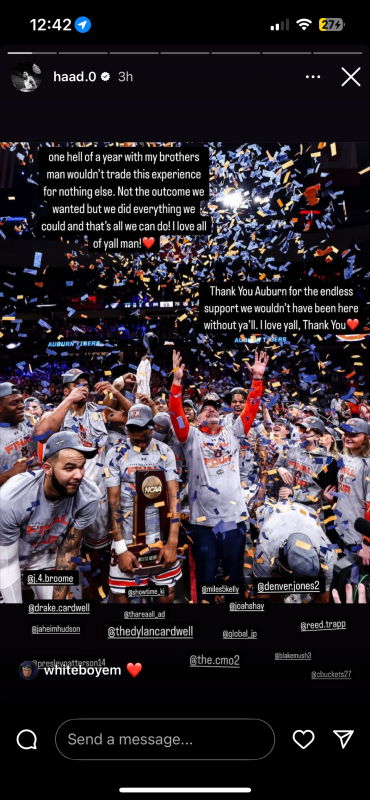 Auburn’s Tahaad Pettiford Sends Parting Message After Final Four Loss