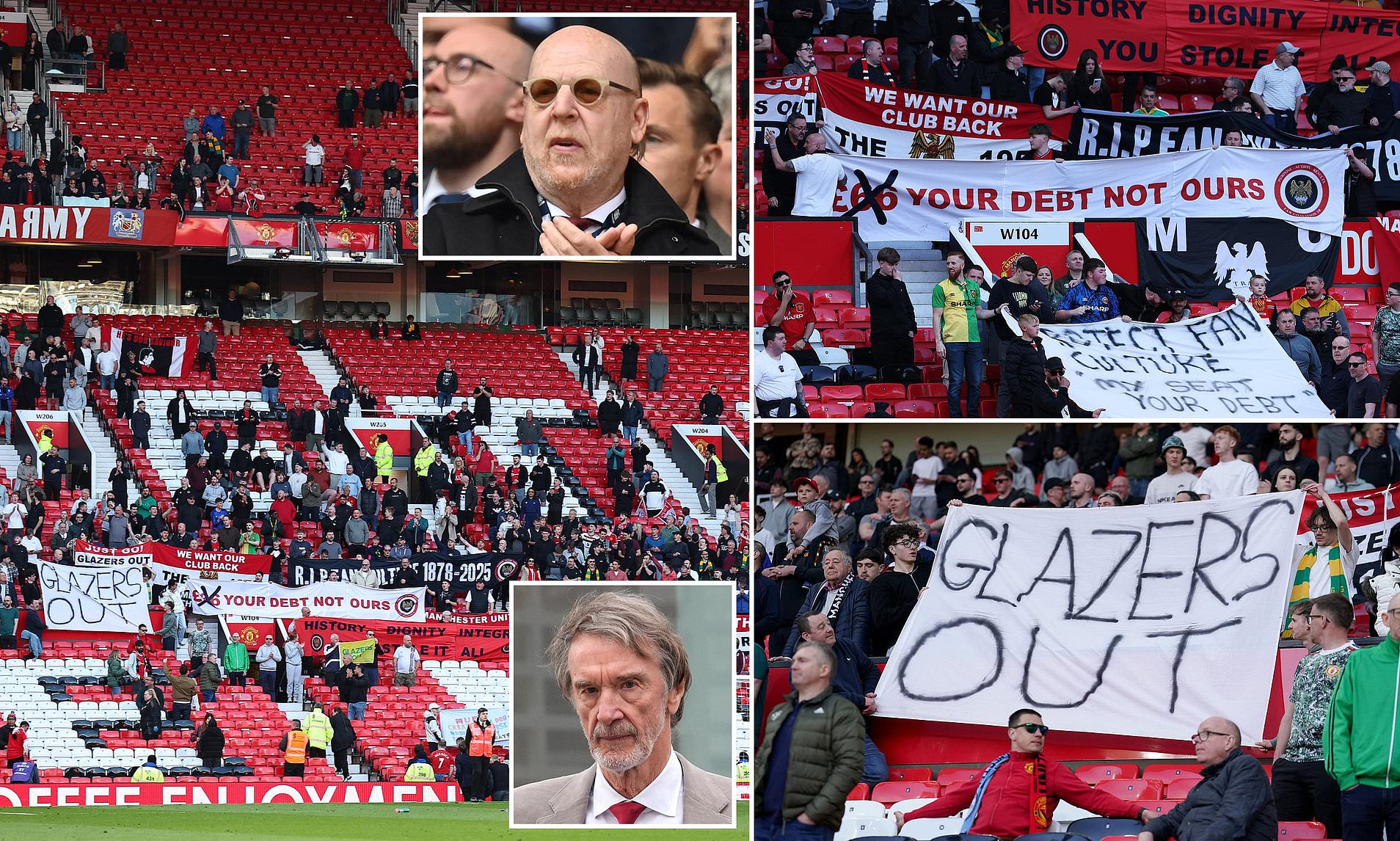 Man United fan group stage anti-Glazer protest at Old Trafford as fans ...