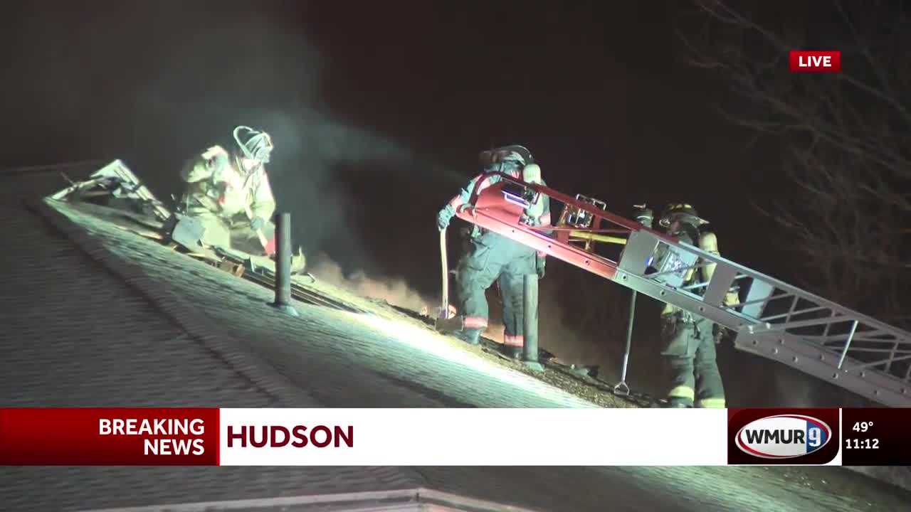 Firefighters battle multi-alarm building fire in Hudson; no injuries