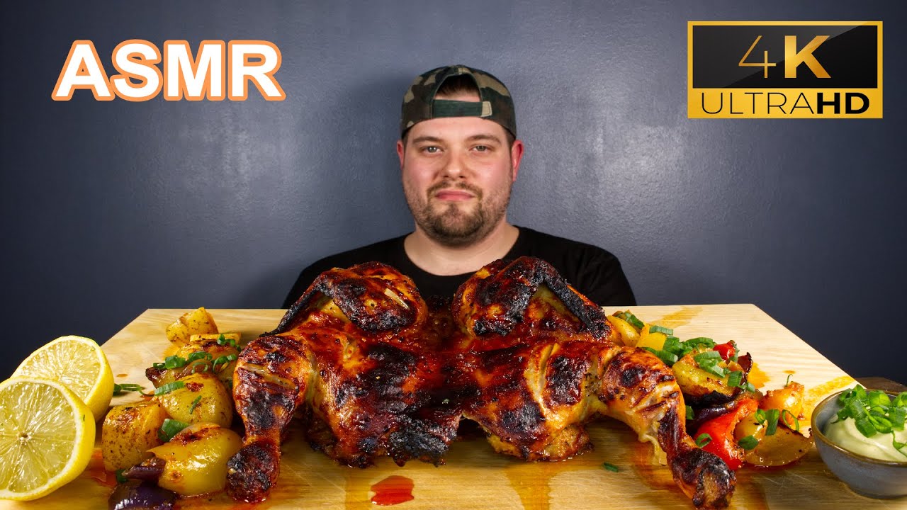 ASMR Garlic Gochujang Whole Roasted Chicken Mukbang ¦ Dave Kay ASMR