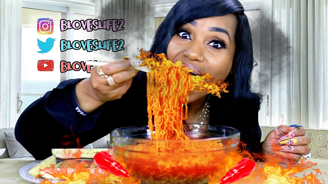 4x spicy noodles and cucumber mukbang challenge