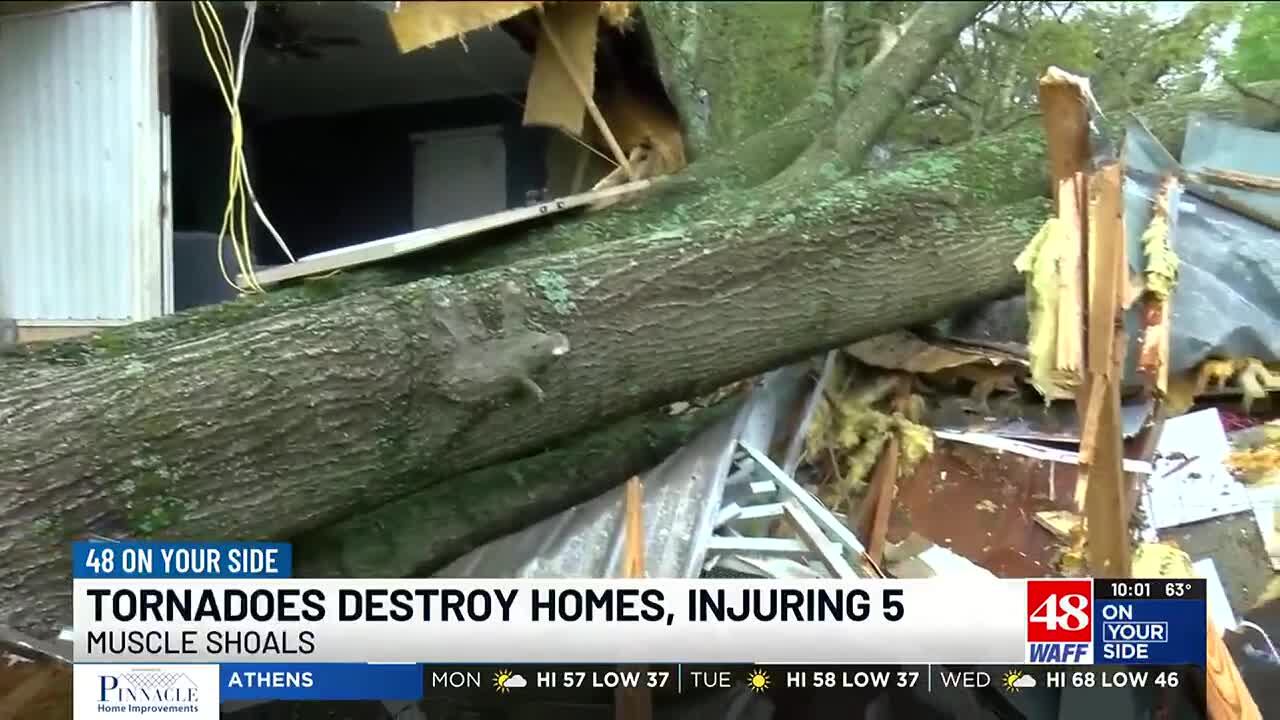 Homes destroyed, 5 injured after tornado rips through Shoals trailer park