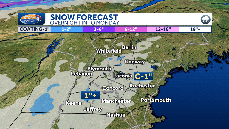 Light snow possible in parts of New Hampshire