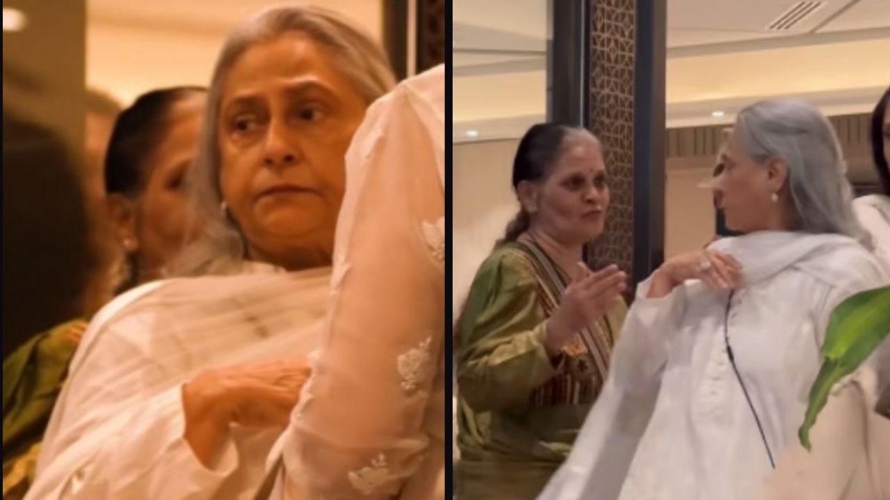 Jaya Bachchan shoves an elderly fan's hand at Manoj Kumar prayer meet ...