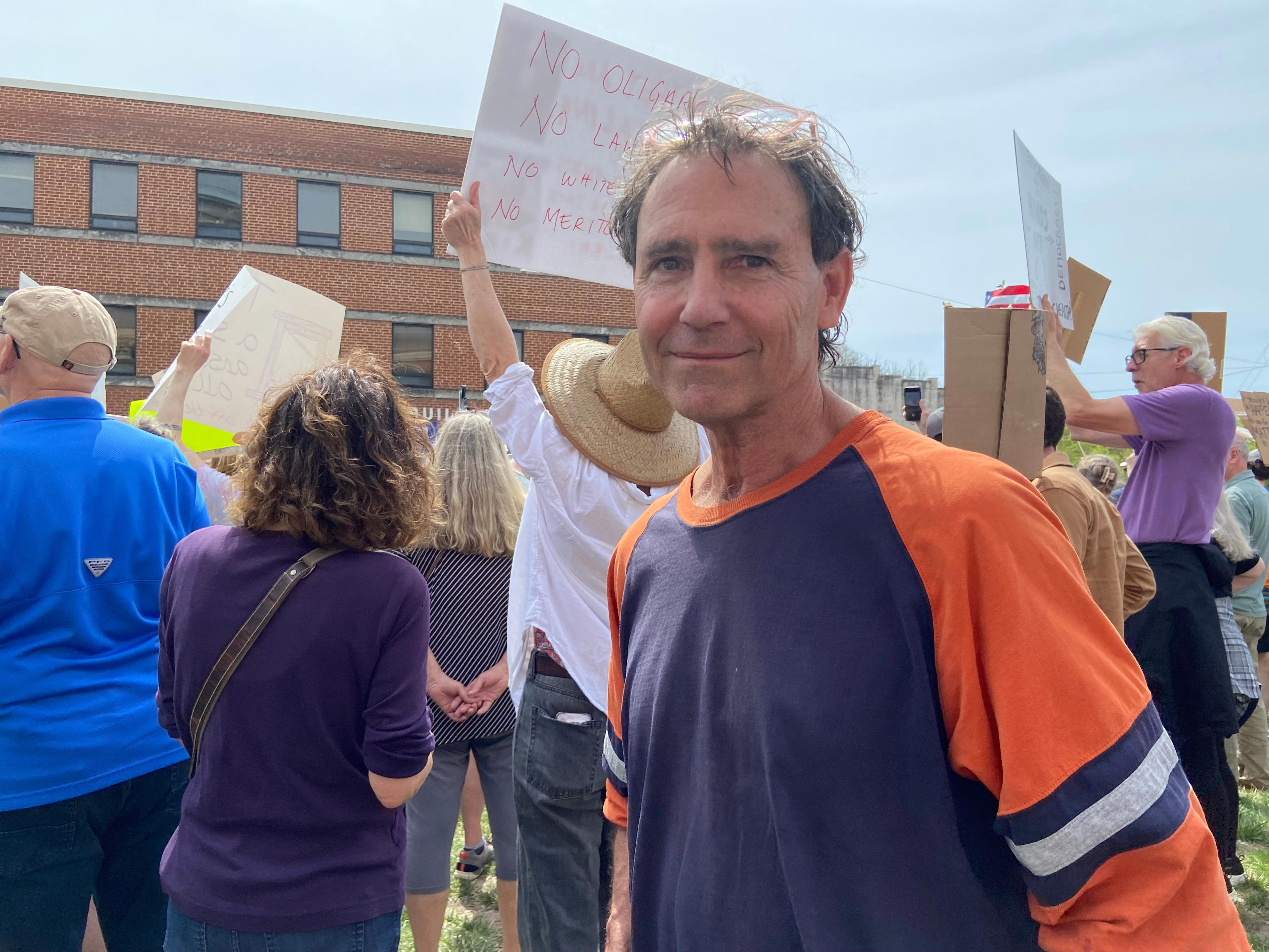 Hundreds protest at the Hands Off rally at Augusta County Courthouse in ...