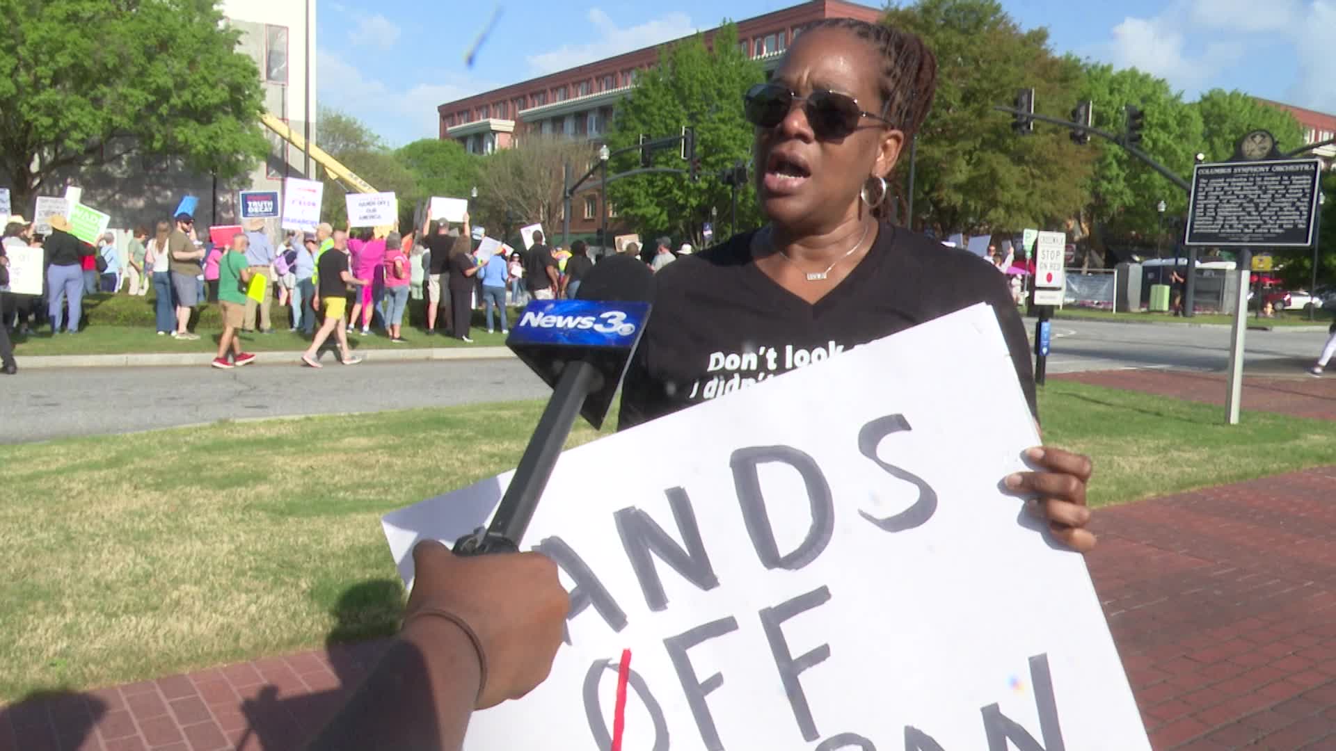 Stephanie Garrett, Veteran, speaks on why she protests.