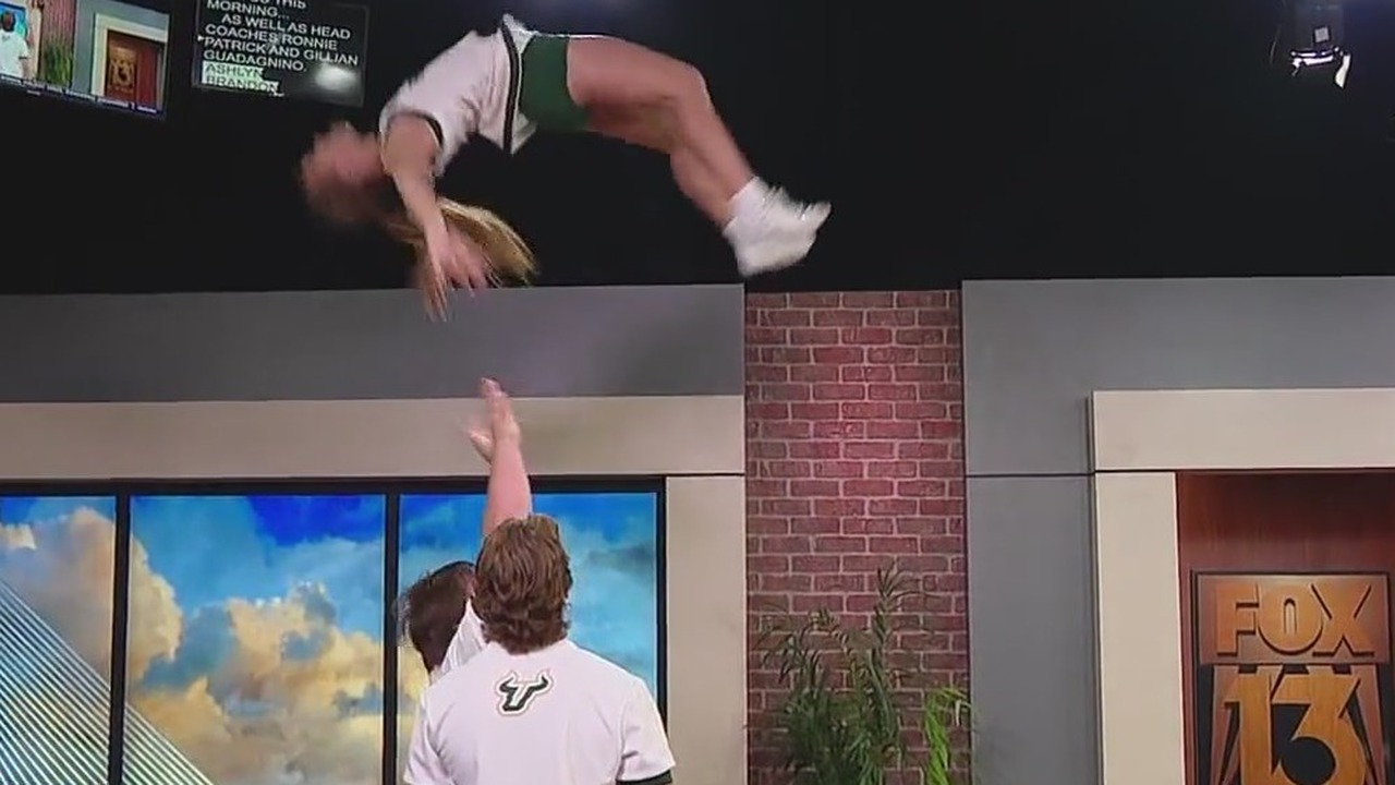 USF cheerleaders’ daring stunt goes viral