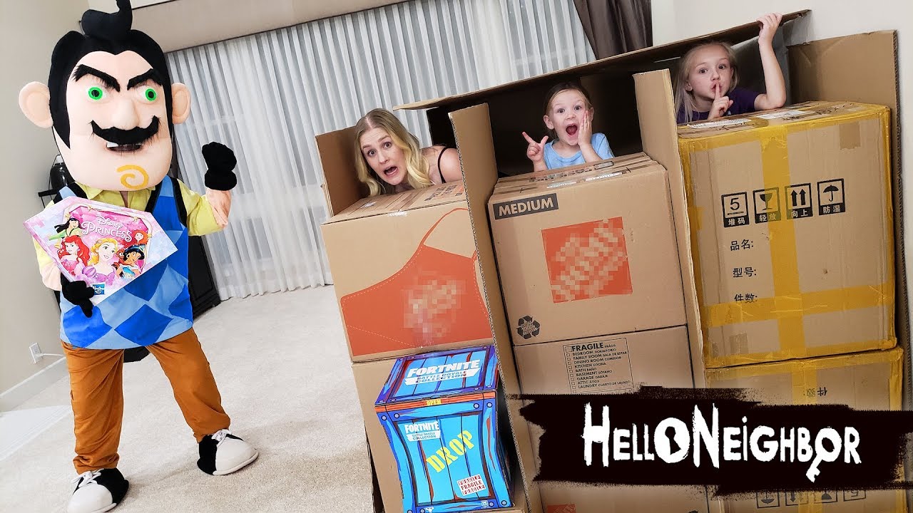Hello Neighbor in Real Life Toy Scavenger Hunt!! Disney Princess Gem ...
