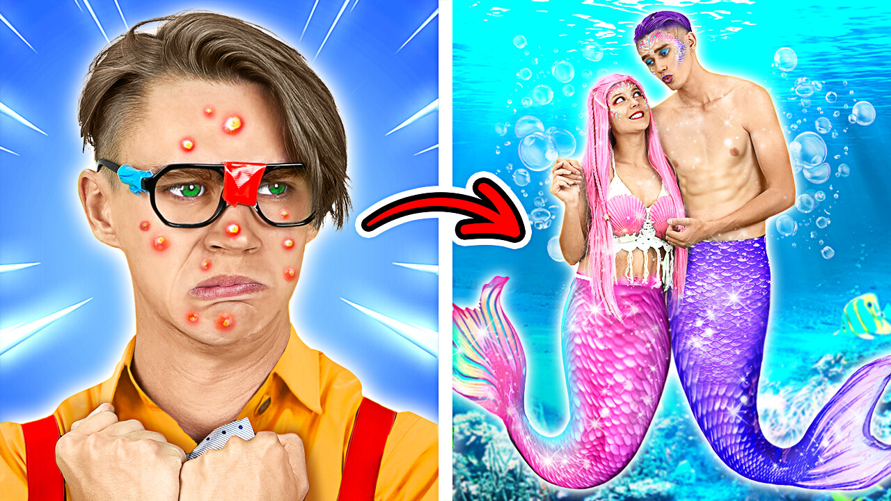 Nerd Boy's Mermaid Transformation! How to a Merman in Real Life by La ...